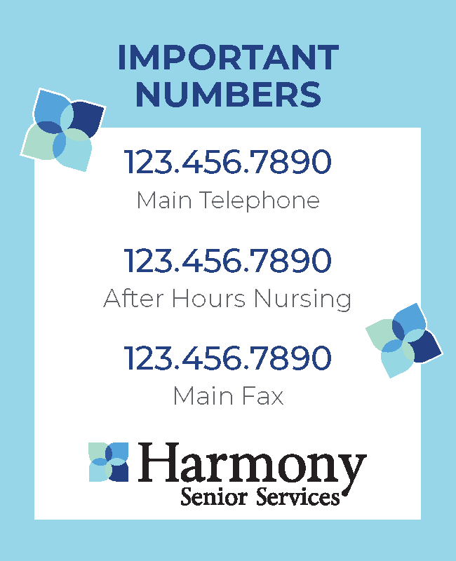 Important Numbers Magnet 3" x 3.75" – HarmonySeniorServices